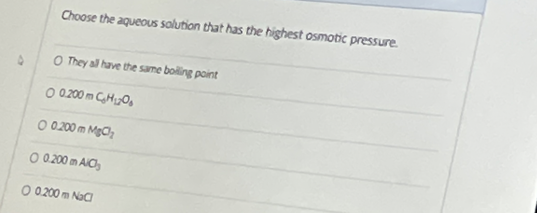 Solved Choose the aqueous salution that has the highest | Chegg.com