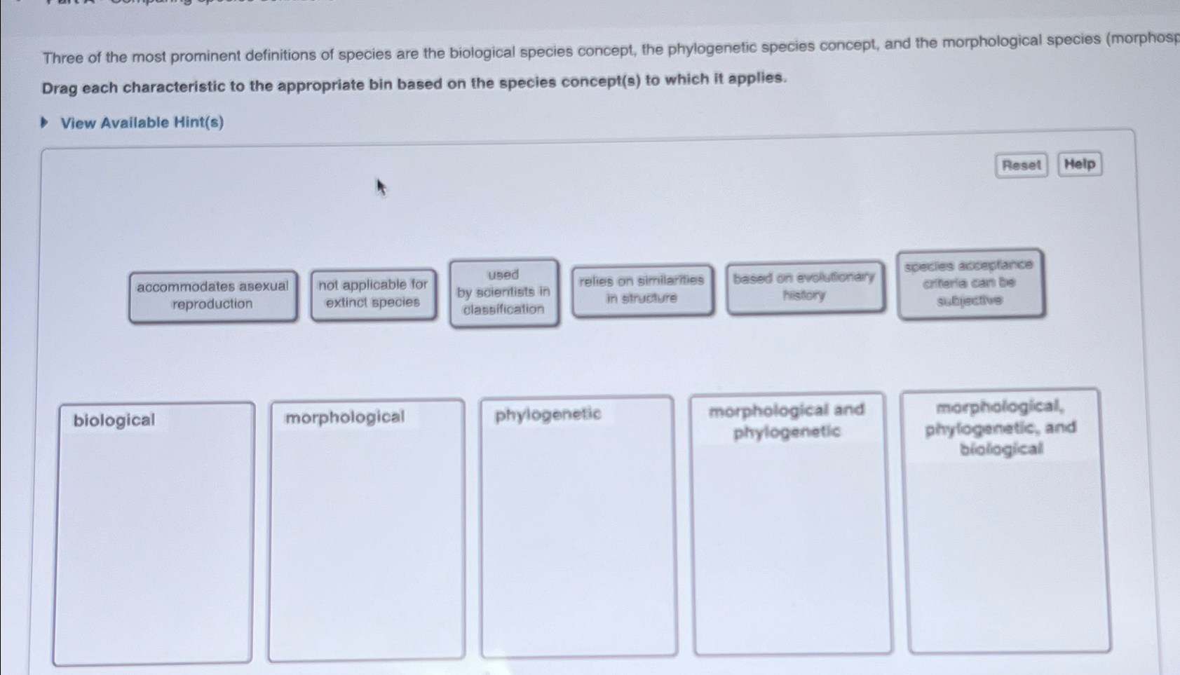 Solved Three of the most prominent definitions of species | Chegg.com
