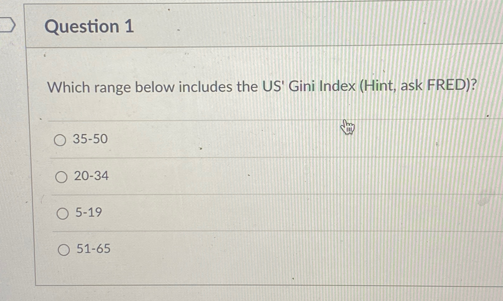 Solved Question 1Which range below includes the US' ﻿Gini | Chegg.com