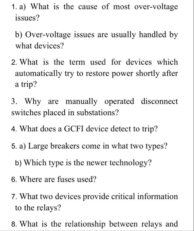 Solved a) ﻿What is the cause of most over-voltage issues?b) | Chegg.com