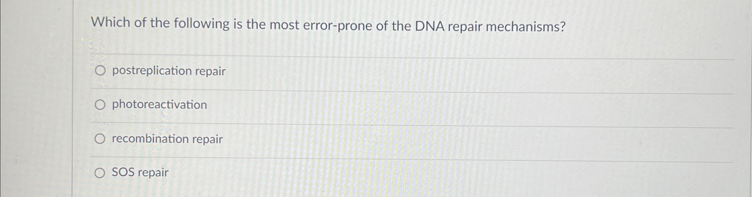Solved Which of the following is the most error-prone of the | Chegg.com