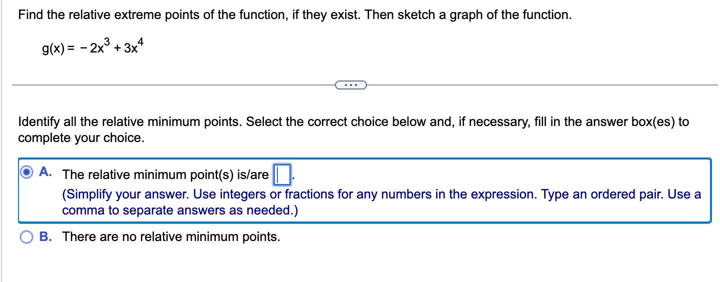 Solved Find the relative extreme points of the function, if | Chegg.com