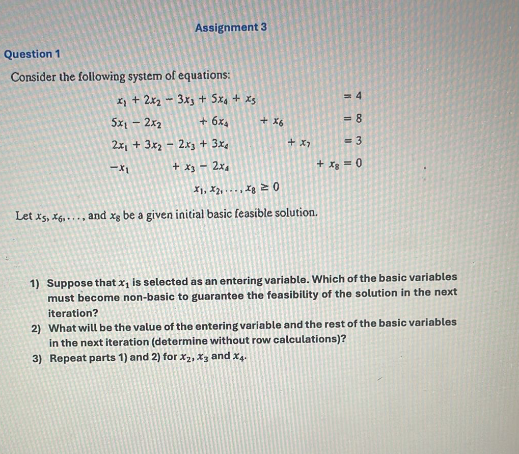Solved Assignment 3Question 1Consider the following system | Chegg.com