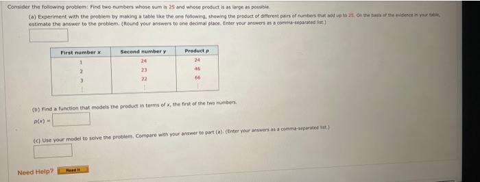 Solved Consider the following problem: Find two numbers | Chegg.com