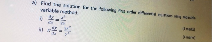 Solved a) Find the solution for the following first order | Chegg.com