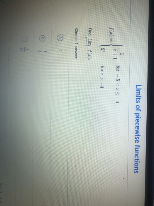 Solved Limits of piecewise functions 1 for – 5