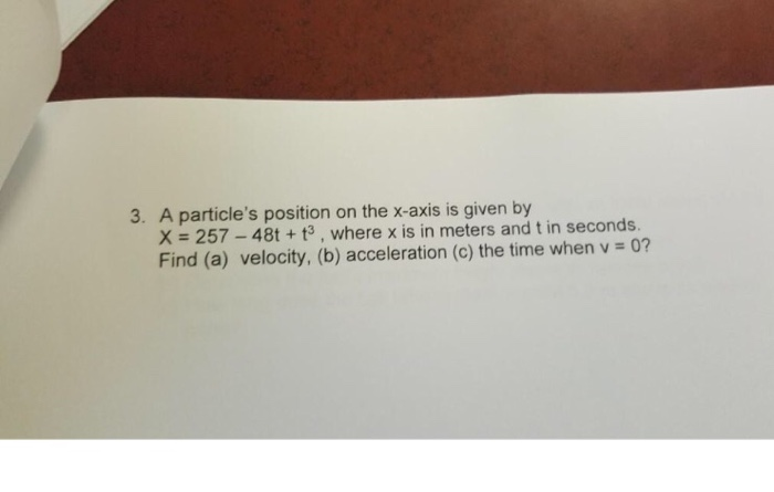 Solved 3. A particle's position on the x-axis is given by X | Chegg.com