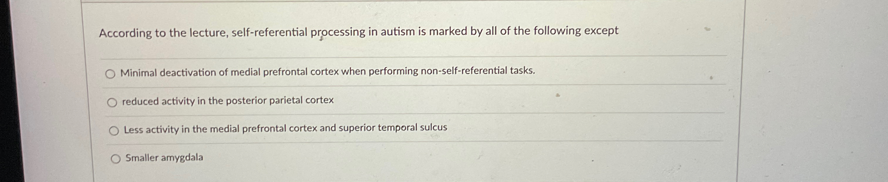 Solved According to the lecture, self-referential processing | Chegg.com