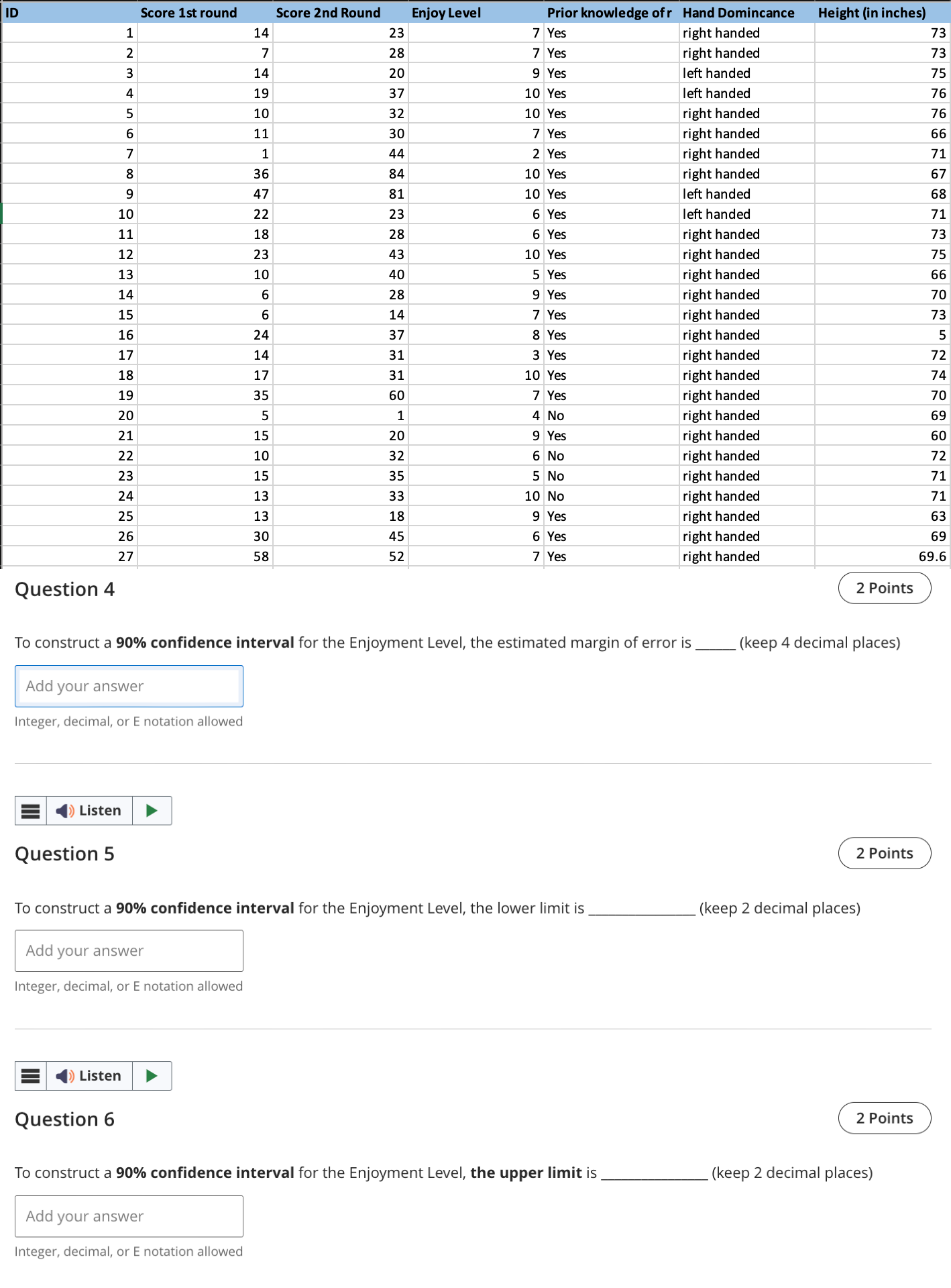 Solved Question 4To construct a 90% ﻿confidence interval for | Chegg.com
