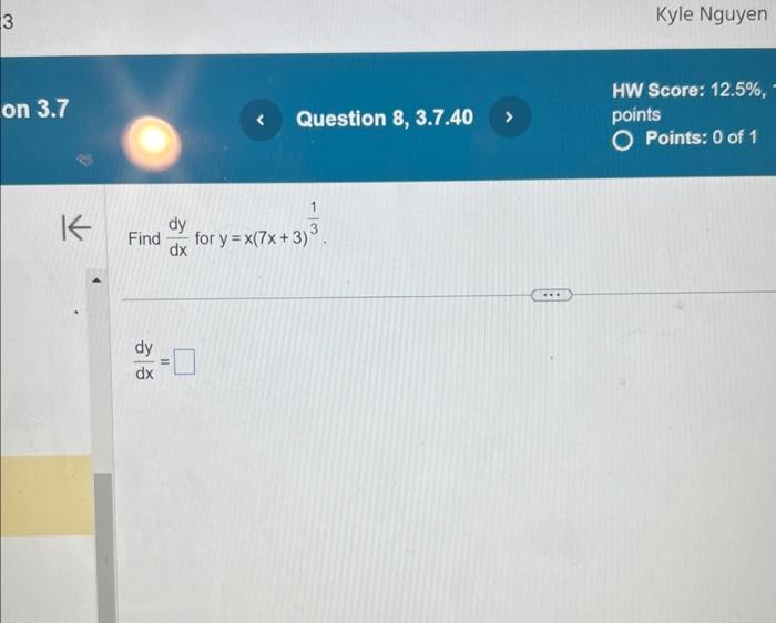 Solved Find dxdy for y=x(7x+3)31 dxdy= | Chegg.com