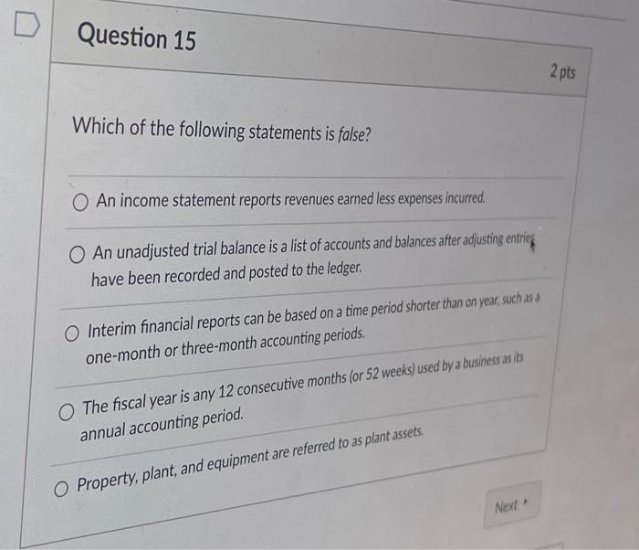 Solved Which of the following statements is false? An income | Chegg.com