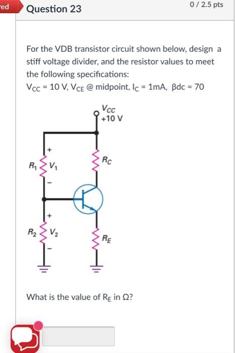 Solved red 0/2.5 pts Question 23 For the VDB transistor | Chegg.com