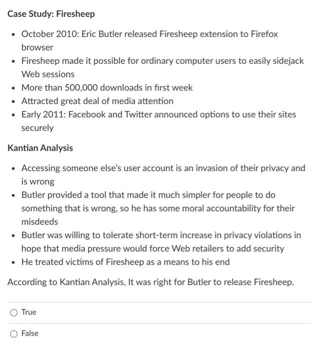 Solved Case Study: Firesheep - October 2010: Eric Butler | Chegg.com