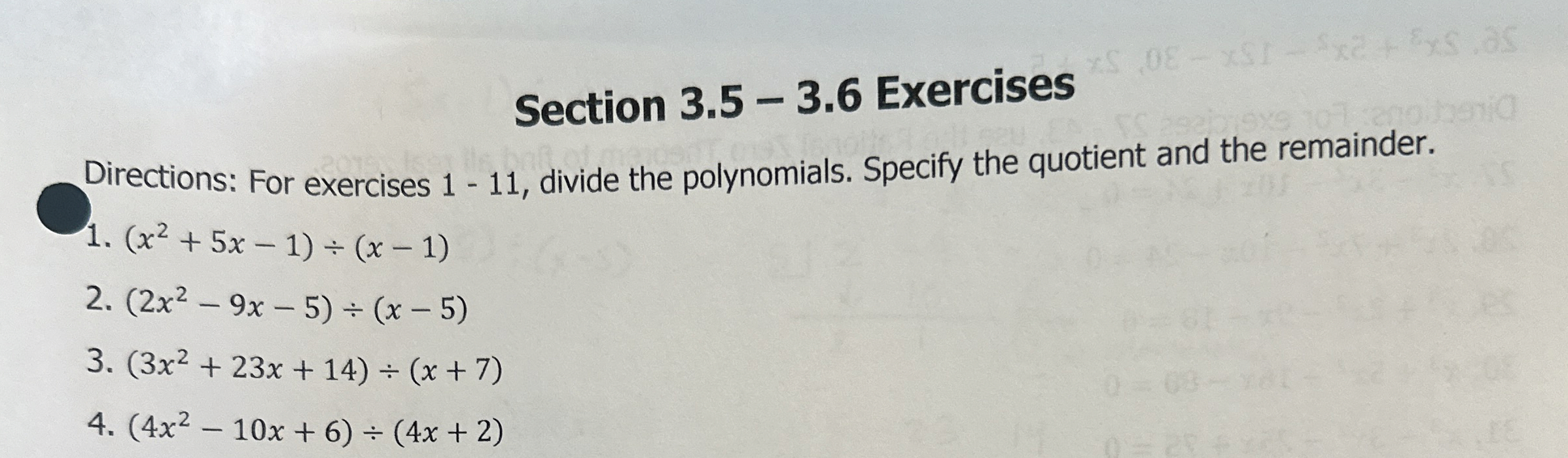 Solved Section 3.5 - 3.6 ﻿ExercisesDirections: For exercises | Chegg.com
