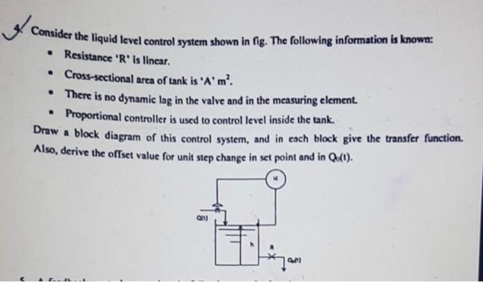 Solved ولو Consider the liquid level control system shown in | Chegg.com