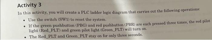 Solved Activity 3 In this activity, you will create a PLC | Chegg.com