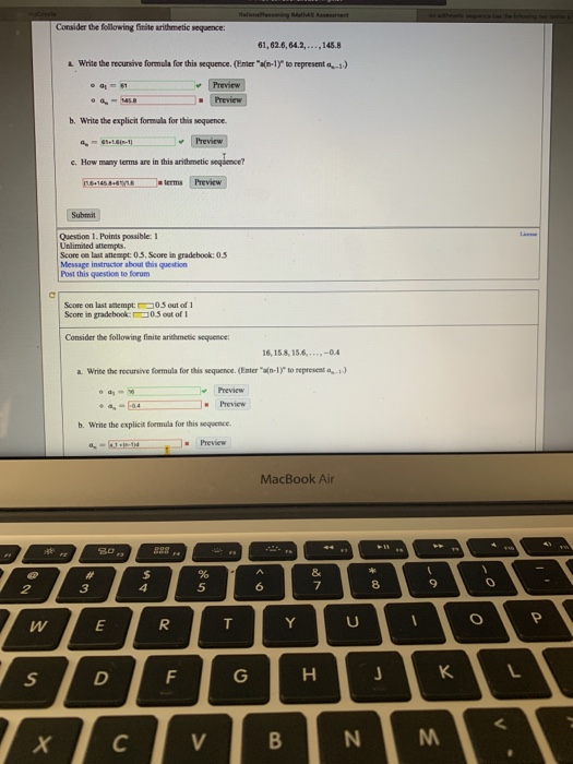 Solved Consider the following finite arithmetic sequence: | Chegg.com