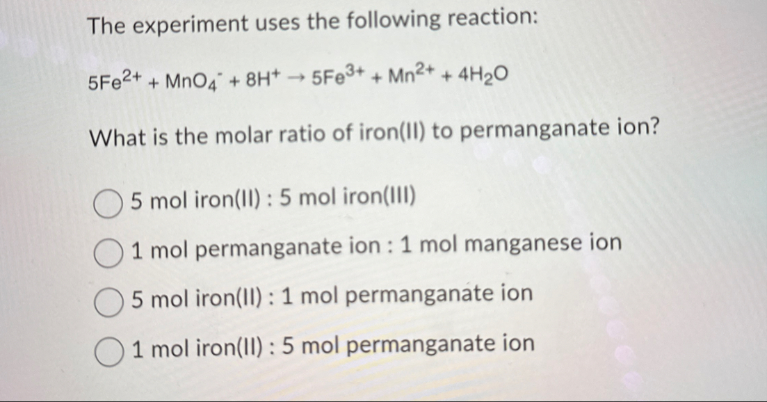 Solved The experiment uses the following | Chegg.com