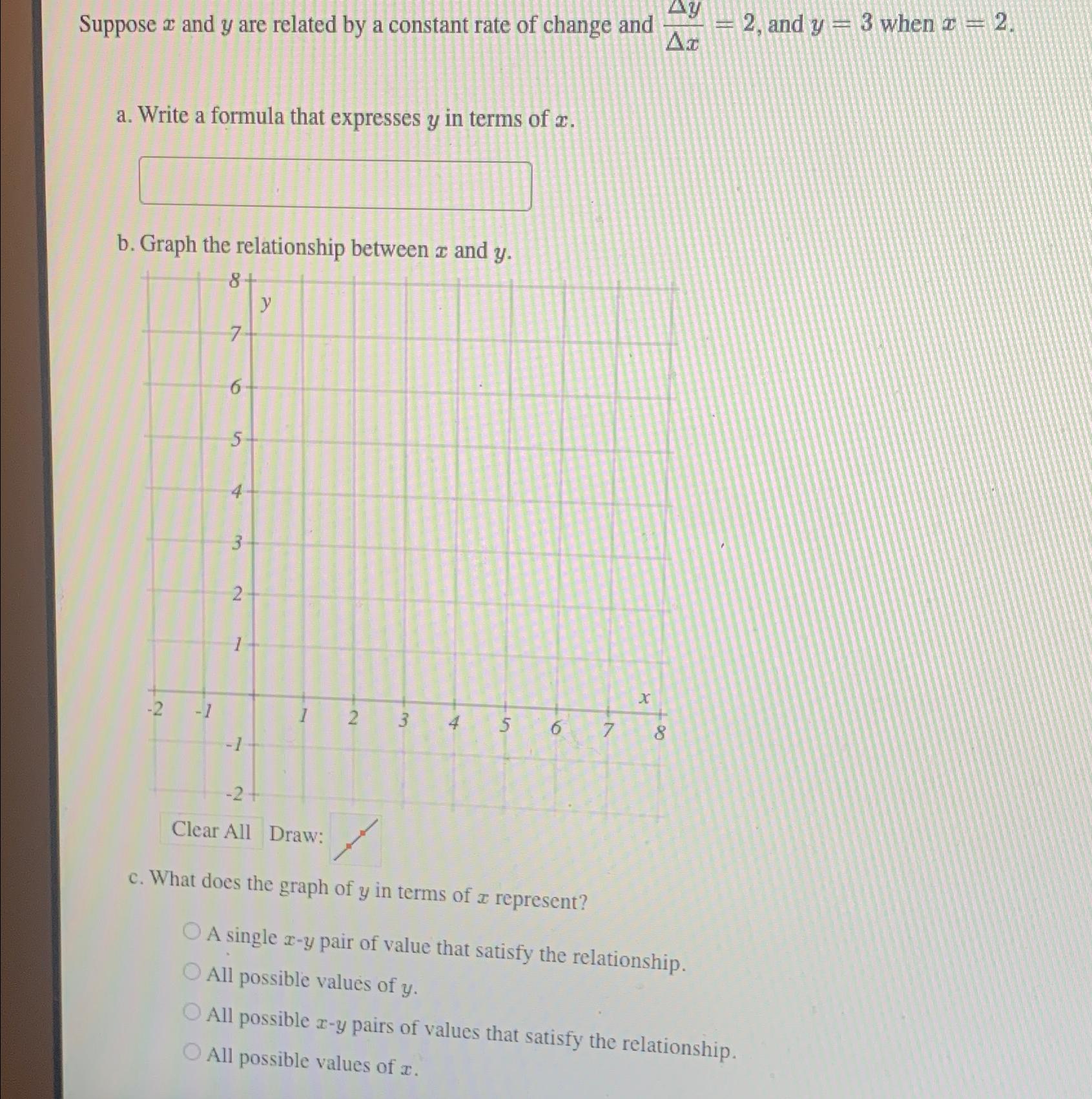 Solved Suppose x ﻿and y ﻿are related by a constant rate of | Chegg.com
