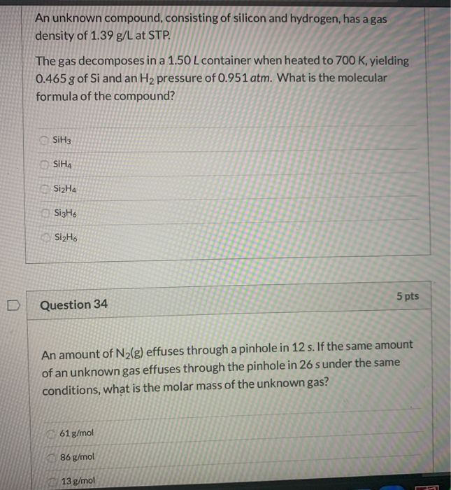 Solved An unknown compound, consisting of silicon and | Chegg.com