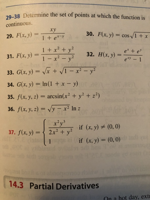 Solved 29-38 Determine the set of points at which the | Chegg.com