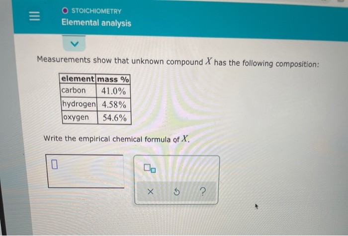 Solved O STOICHIOMETRY Elemental analysis Measurements show | Chegg.com