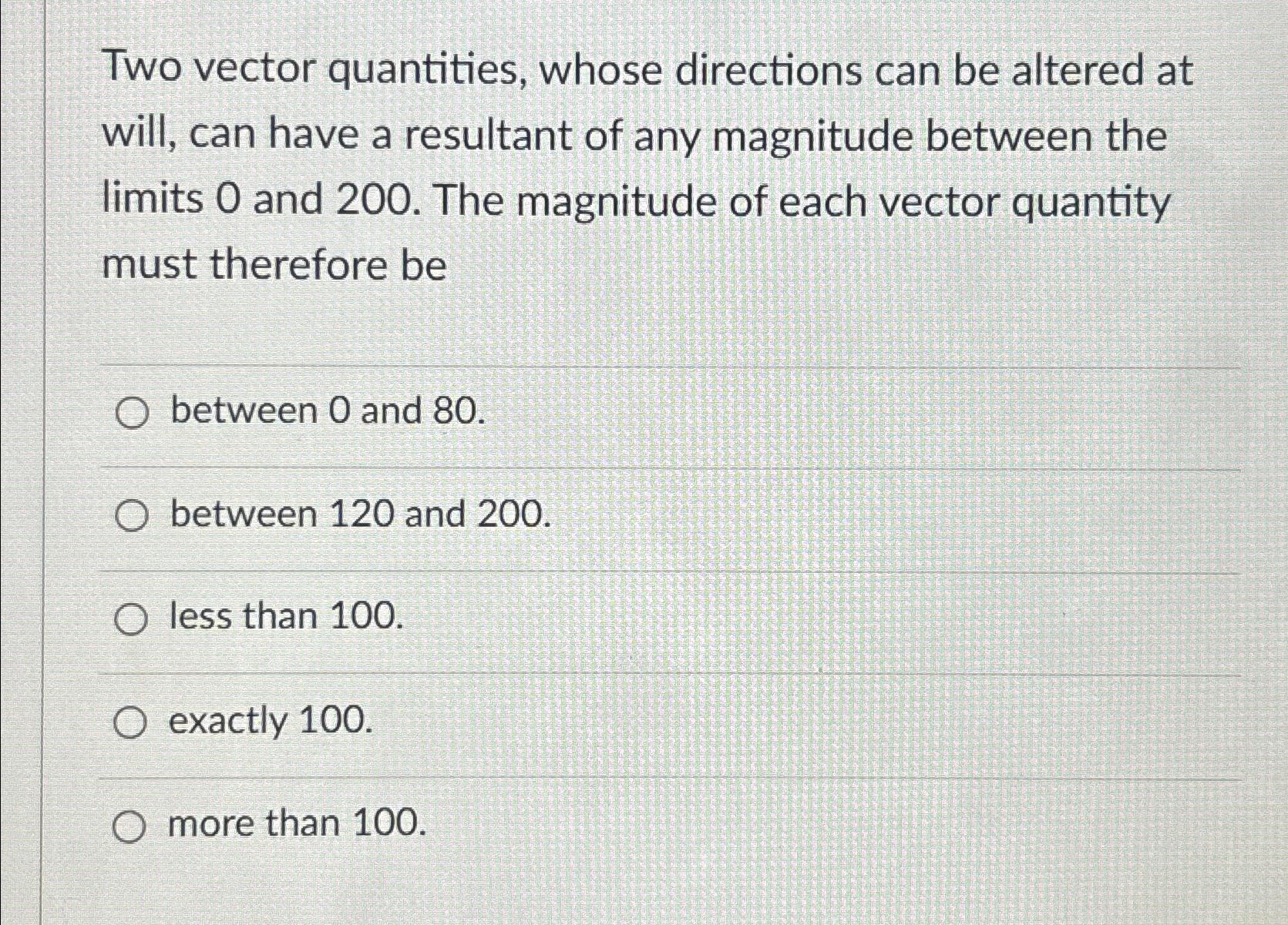 Two vector quantities, whose directions can be | Chegg.com
