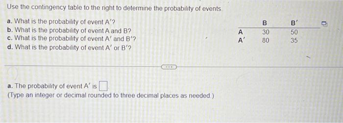 Solved Use the contingency table to the right to determine | Chegg.com