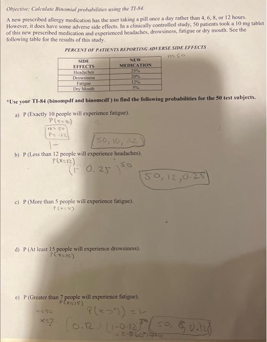 Solved Objective: Calculate Binomial probabilities using the | Chegg.com