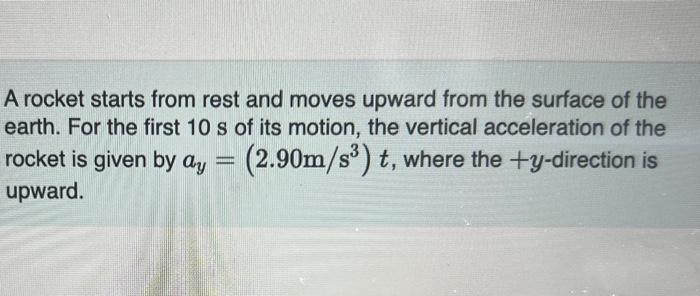 Solved A rocket starts from rest and moves upward from the | Chegg.com