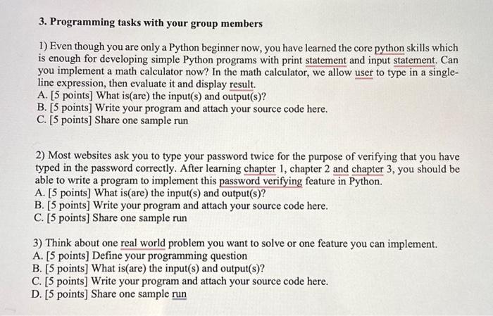 Solved 3. Programming tasks with your group members 1) Even | Chegg.com