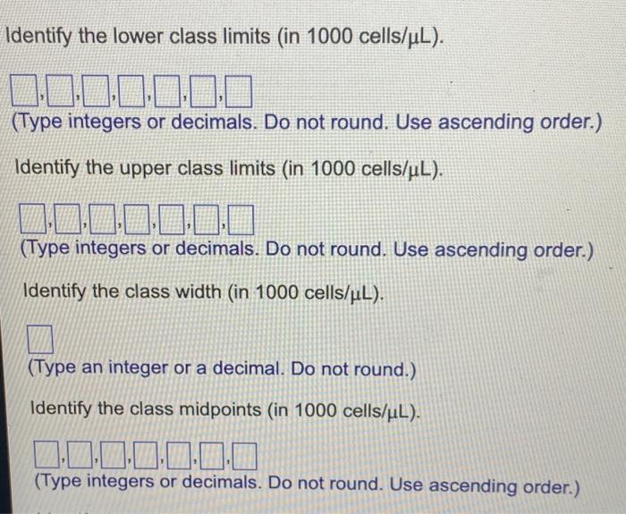 Solved 1 53 Identify the lower class limits, upper class | Chegg.com