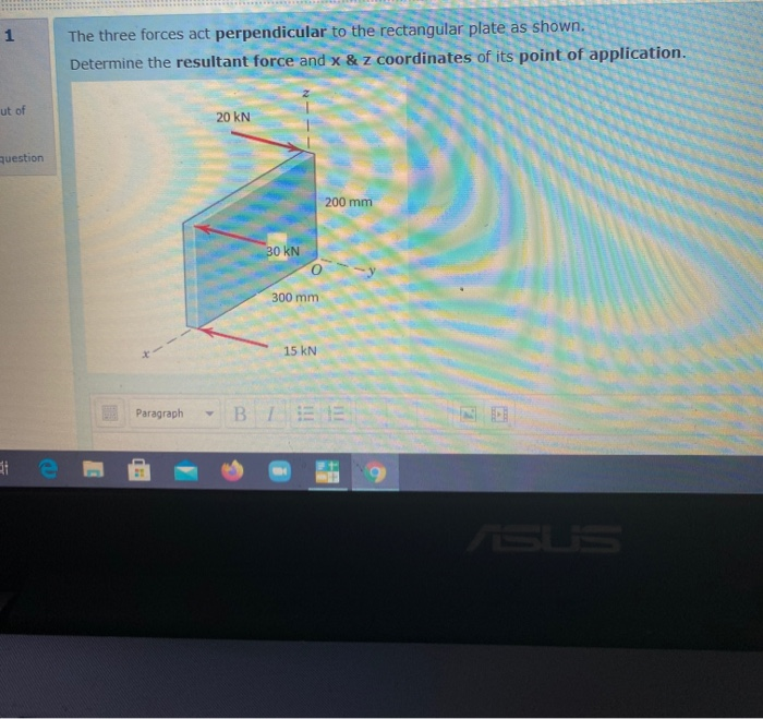 Solved 1 The three forces act perpendicular to the | Chegg.com