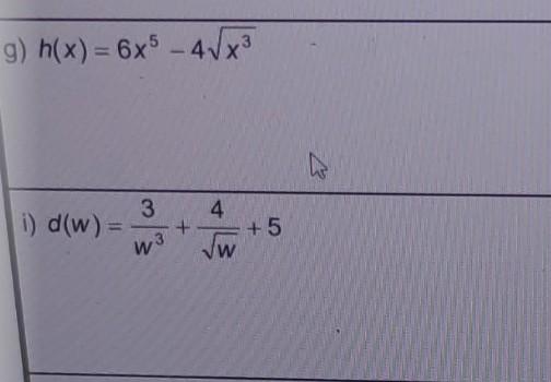 Solved h(x)=6x5−4x3 d(w)=w33+w4+5 | Chegg.com