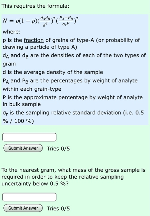 Minimum Gross Sample A bulk sample to be analyzed, | Chegg.com