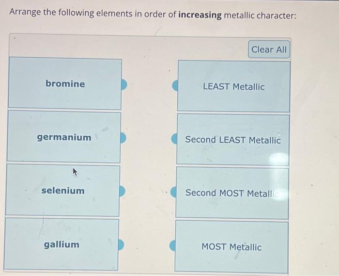 Solved Arrange the following elements in order of increasing | Chegg.com