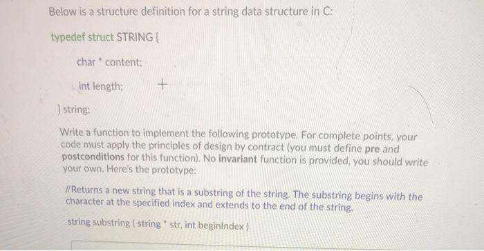 Solved Below is a structure definition for a string data | Chegg.com