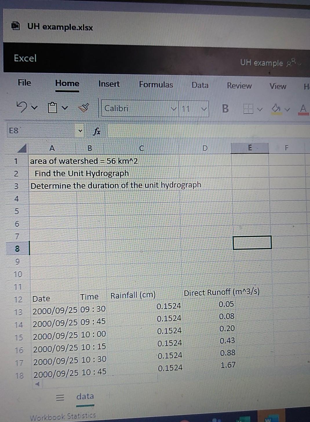 Solved UH example.xlsx Excel UH example in File Home Insert | Chegg.com