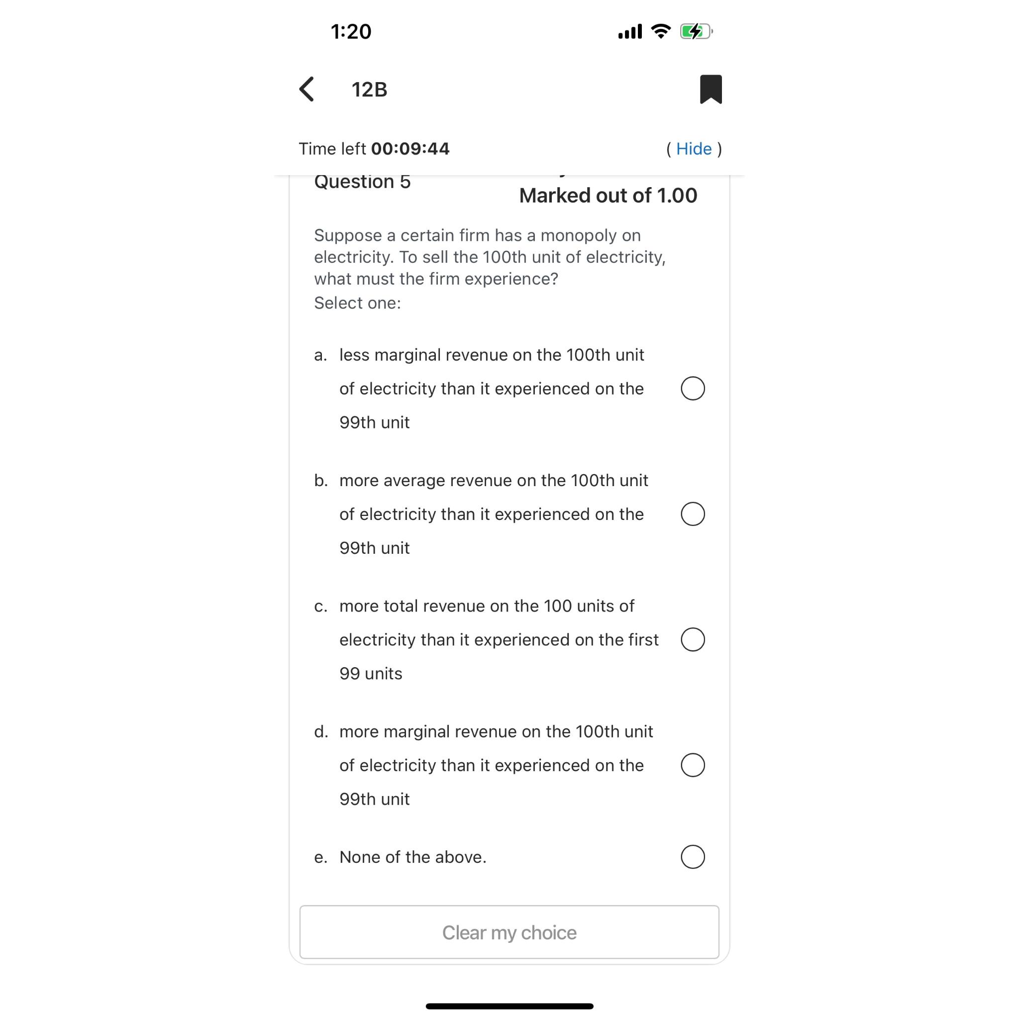 Solved 1:20.11 ₹12B口Time left 00:09:44( ﻿Hide )Question | Chegg.com
