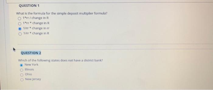 Solved QUESTION 1 What is the formula for the simple deposit | Chegg.com