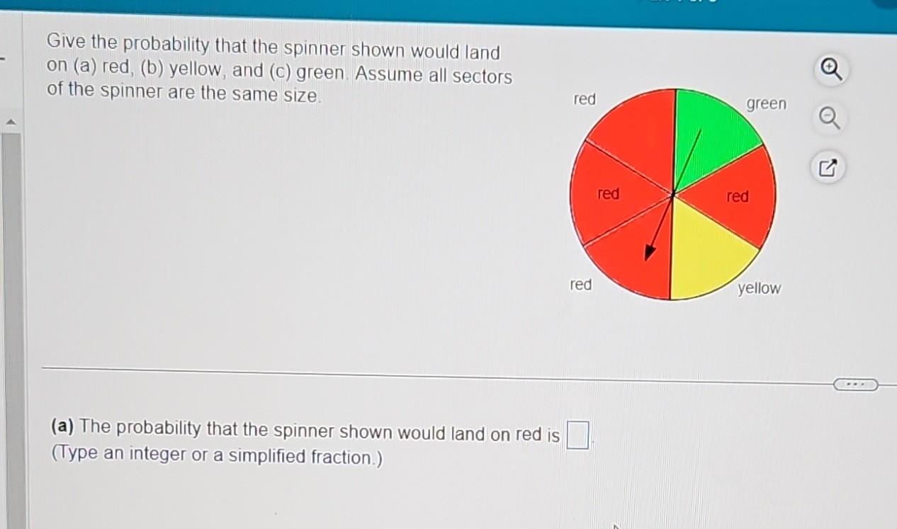 Solved Give the probability that the spinner shown would | Chegg.com