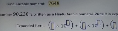 Solved Hindu-Arabic numeral: 7648umber 90,236 ﻿is written as | Chegg.com