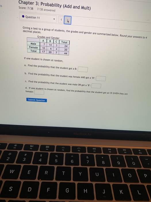 Solved Chapter 3: Probability (Add and Mult) Score: 7/38 | Chegg.com