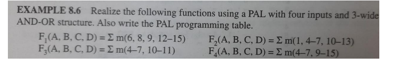 Solved EXAMPLE 8.6 ﻿Realize the following functions using a | Chegg.com