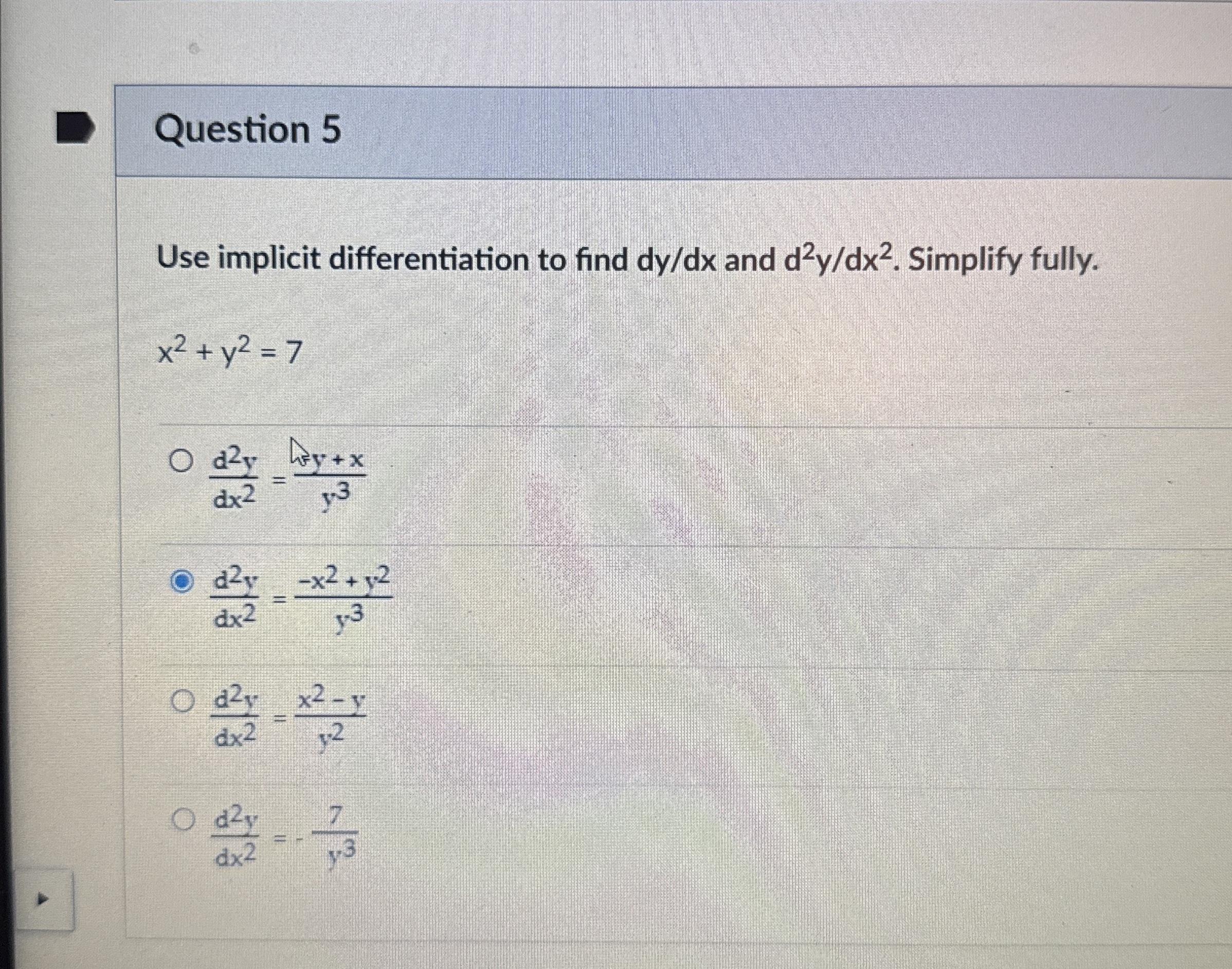Solved Question 5Use implicit differentiation to find dydx | Chegg.com