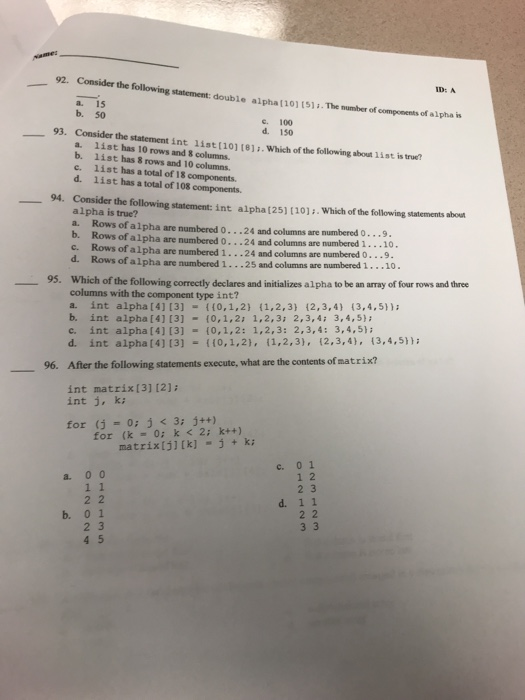 Solved 92. Consider the following statement: double alpha | Chegg.com