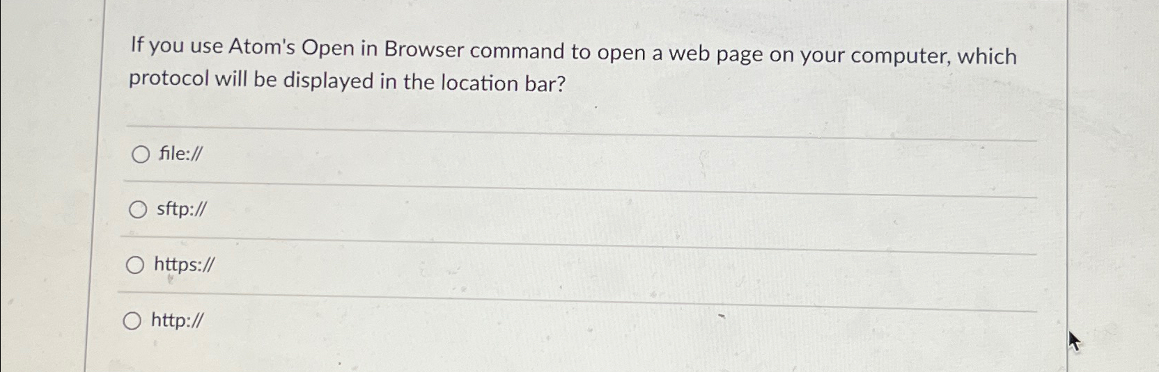Solved If you use Atom's Open in Browser command to open a | Chegg.com