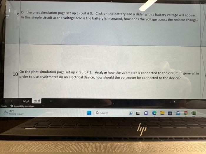 On the phet simulation page set up circuit \# 1. At | Chegg.com