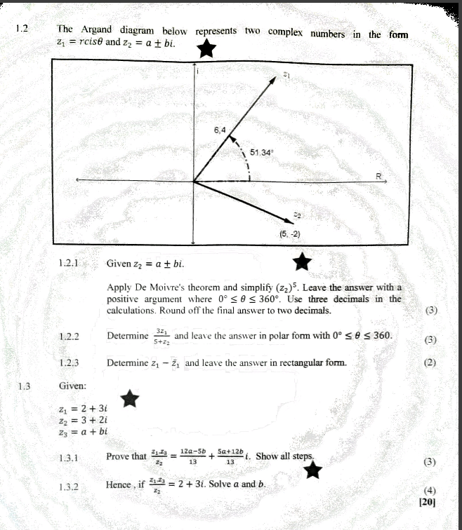 Solved The Argand diagram below represents two complex | Chegg.com