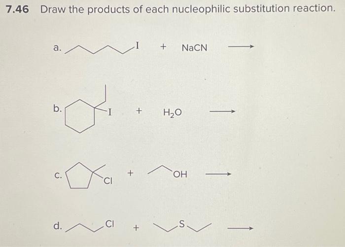 Solved .46 Draw the products of each nucleophilic | Chegg.com